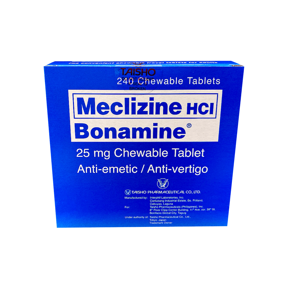 BONAMINE Meclizine Hydrochloride 25mg Chewable Tablet 20's price in the ...